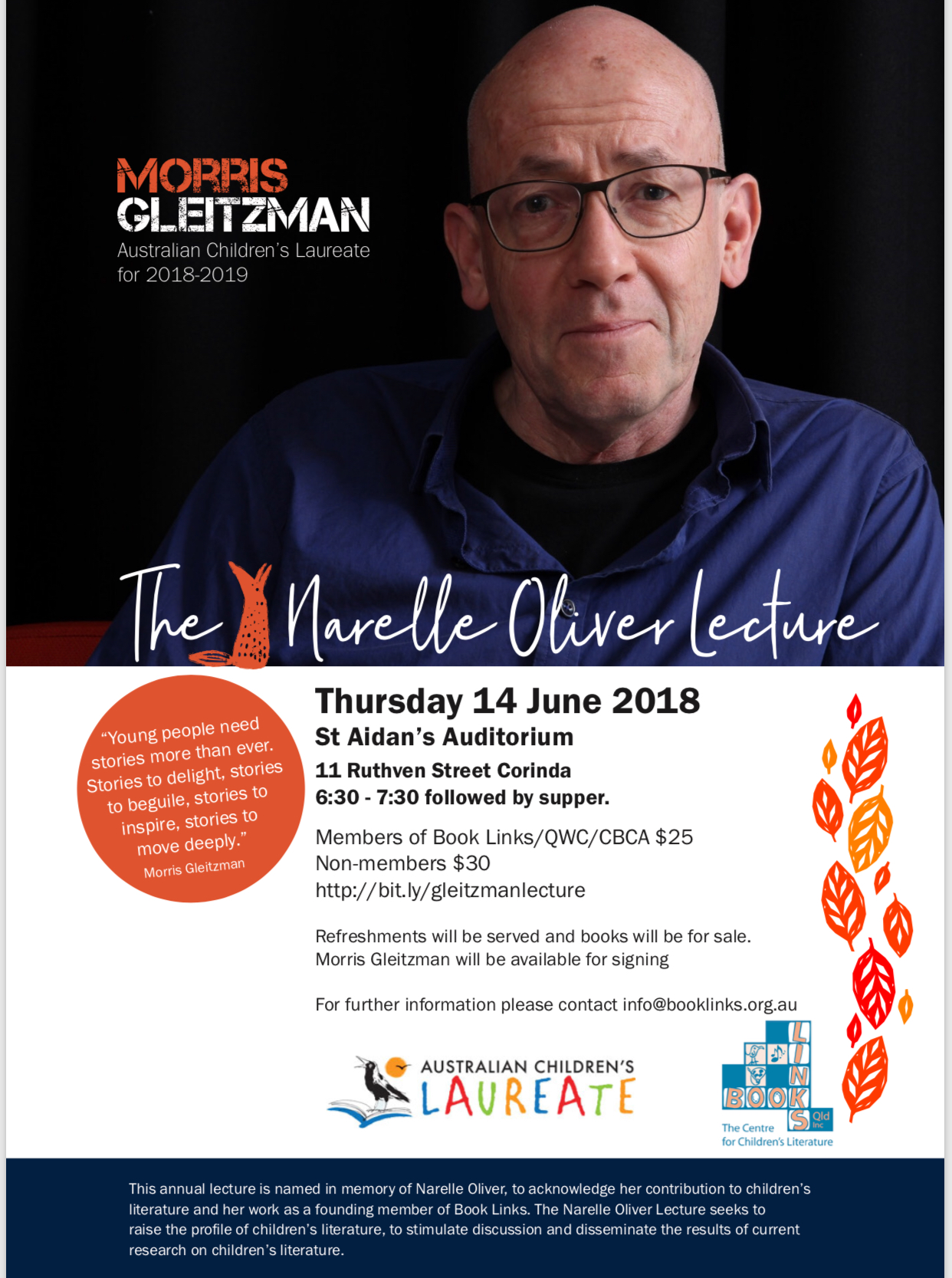 Morris Gleitzman … at the Annual Narelle Oliver Lecture – Book Links ...
